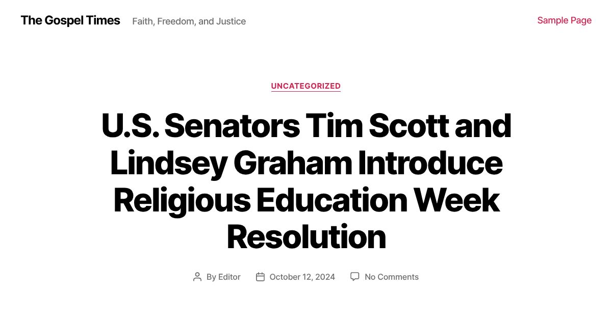 U.S. Senators Tim Scott and Lindsey Graham Introduce Religious ...
