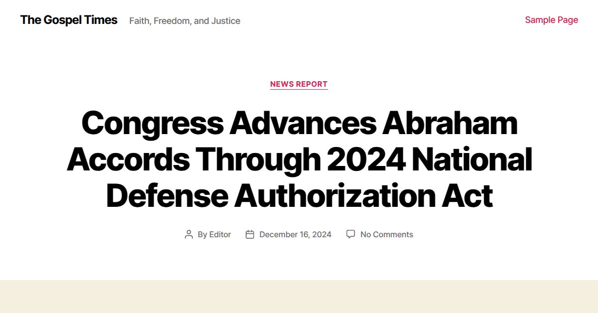 Congress Advances Abraham Accords Through 2024 National Defense ...